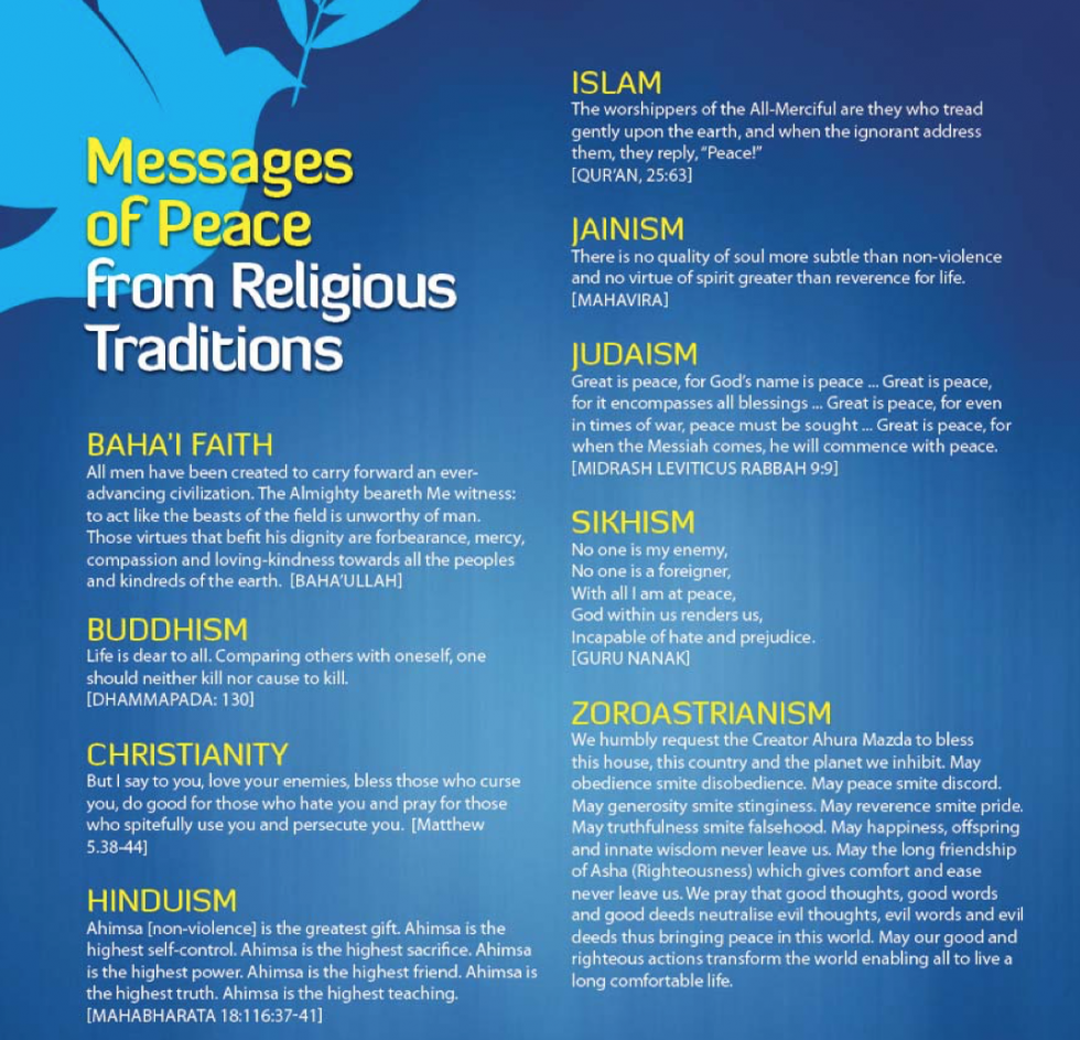 Messages of Peace from Different Religious Traditions | The Cordoba ...